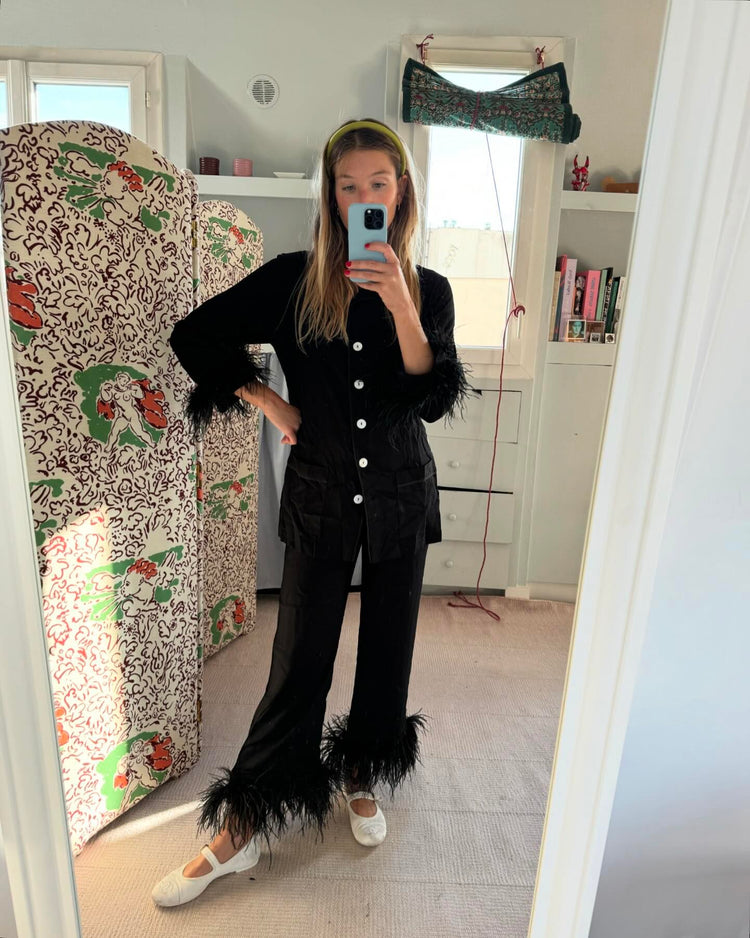 Feather pajamas | Women's black pjs set | The Daily Sleeper – SLEEPER